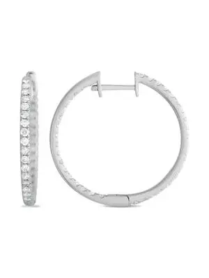 LB EXCLUSIVE 14k White Gold Diamond Hoop Earrings