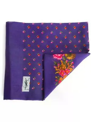 Saint Laurent 1970s Printed Cotton Scarf - Purple
