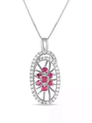 LB EXCLUSIVE 14k White Gold Diamond And Ruby Pendant Necklace - Silver