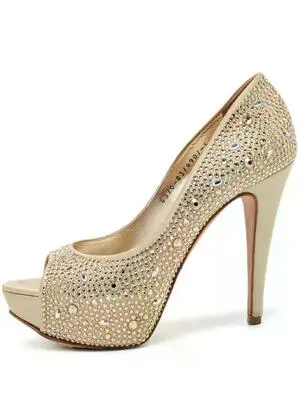 GINA Rhinestone-embellished Peep-toe Pumps