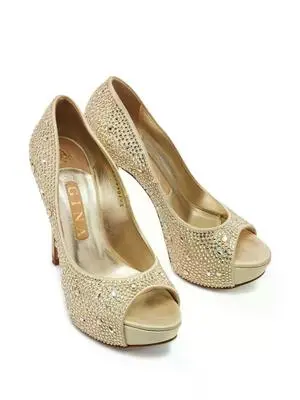 GINA Rhinestone-embellished Peep-toe Pumps