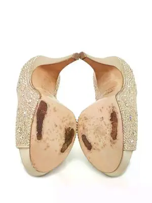 GINA Rhinestone-embellished Peep-toe Pumps