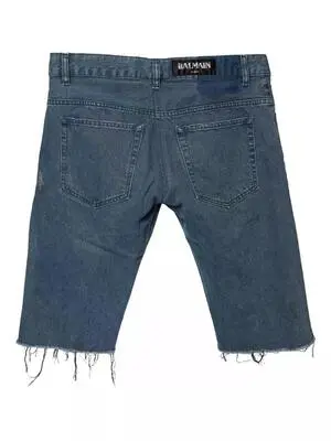 Balmain Ripped-detail Denim Shorts