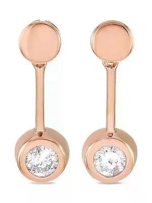 LB EXCLUSIVE 14kt Rose Gold Diamond Drop Earrings - Pink