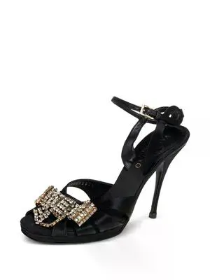Valentino Garavani 80mm Satin Bow Crystal Sandals - Black