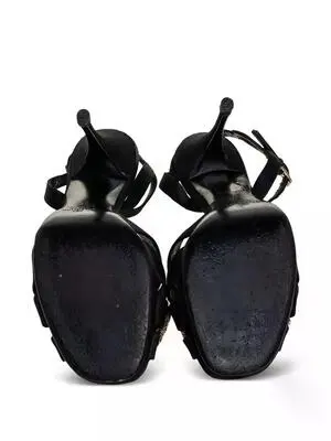 Valentino Garavani 80mm Satin Bow Crystal Sandals - Black