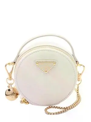 Prada 2020s Saffiano Triangle Mini Pouch Bag - White