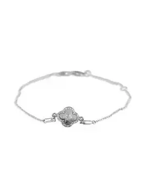 LB EXCLUSIVE 14k White Gold Diamond Quatrefoil Bracelet - Silver
