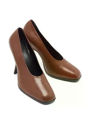 THE ROW Leather Square-toe Pumps