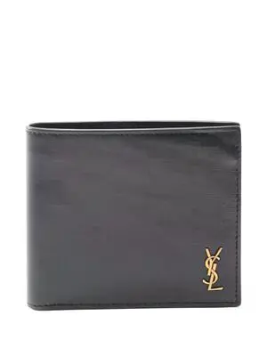 Saint Laurent Tiny Cassandre Logo Bi-fold Wallet - Black