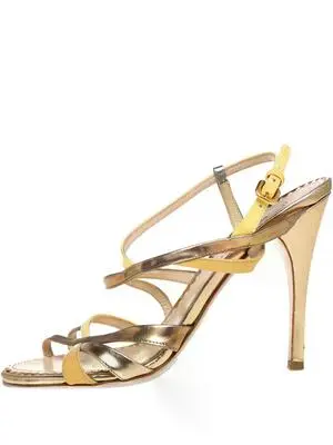 Prada Gold Tone Sandals For Women