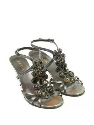 Prada Crystal-embellished Leather Sandals