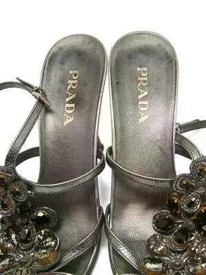 Prada Crystal-embellished Leather Sandals
