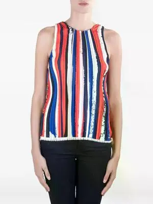 DION LEE Pleated Striped Tank Top