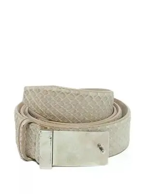 Brunello Cucinelli Snakeskin Leather Belt - Grey