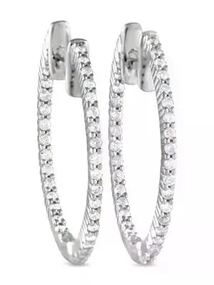LB EXCLUSIVE 14k White Gold Diamond Hoop Earrings - Silver