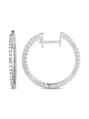 LB EXCLUSIVE 14k White Gold Diamond Hoop Earrings
