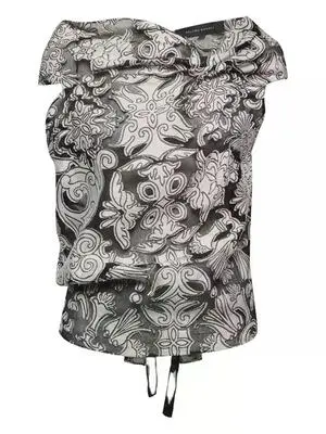 Roland Mouret Draped Damask Top