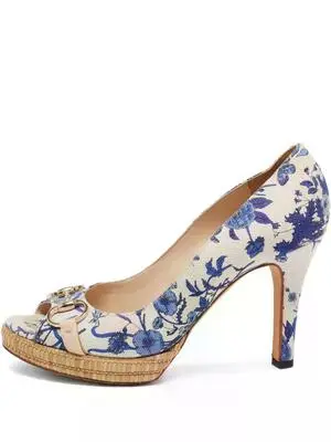 Gucci 80mm Floral-print Platform Pumps