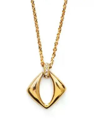 Saint Laurent 2000s Rhinestone Pendant Necklace - Gold