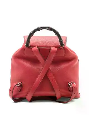 Gucci 2000-2020s Bamboo Flap Backpack - Red