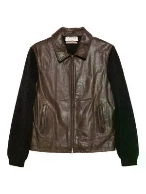 A.N.G.E.L.O. VINTAGE CULT 2000s Knitted-sleeves Leather Jacket