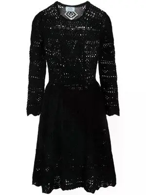 Prada Flared-skirt Crochet Dress