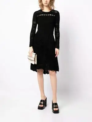Prada Flared-skirt Crochet Dress