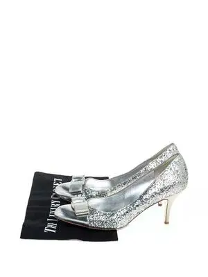 FERRAGAMO 95mm Carla Glitter Bow Pumps