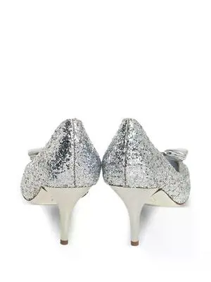 FERRAGAMO 95mm Carla Glitter Bow Pumps