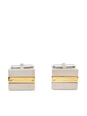 Dior 1980s Two-tone Logo-engraved Cufflinks - Silver