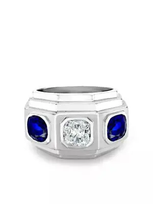 RENE BOIVIN Art Deco Sapphire And Diamond Ring - Silver