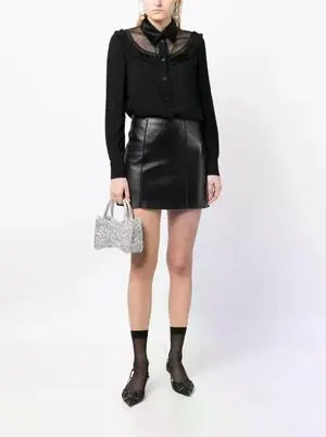 Miu Miu Sheer-paneled Long-sleeve Shirt