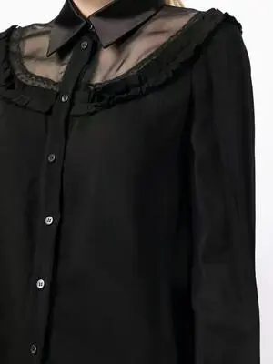 Miu Miu Sheer-paneled Long-sleeve Shirt