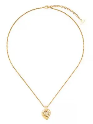 Dior 1990s Rhinestone-embellished Heart Pendant Necklace