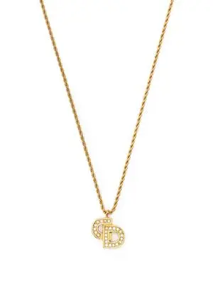 Dior 1990s Rhinestone-embellished Pendant Necklace - Gold