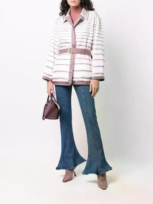 Hermès 2000s Reversible Striped Belted Jacket