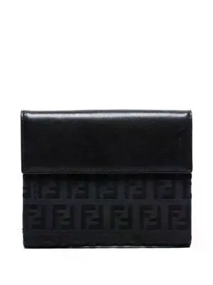 Fendi 1990-2000s Zucchino Ff Wallet - Black