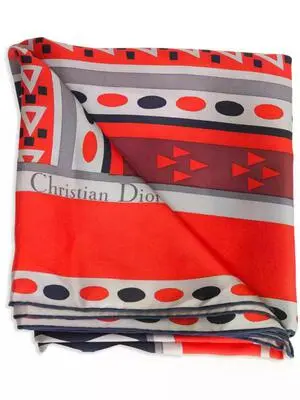 Dior 1970s Geometric-print Scarf - Red