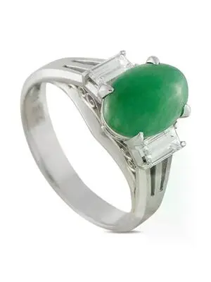 LB EXCLUSIVE Platinum, Diamond, And Jade Ring