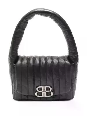 Balenciaga Monaco Quilted Logo-plaque Shoulder Bag - Black