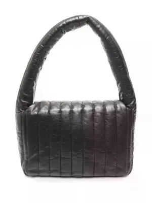 Balenciaga Monaco Quilted Logo-plaque Shoulder Bag - Black
