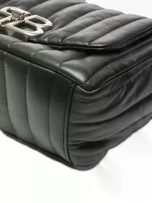 Balenciaga Monaco Quilted Logo-plaque Shoulder Bag - Black