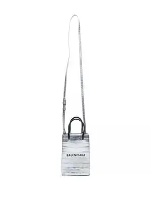 Balenciaga Crocodile-effect Mini Tote Bag - Grey