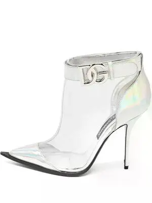Dolce & Gabbana 110mm Pointed-toe Clear Ankle Boots - Silver