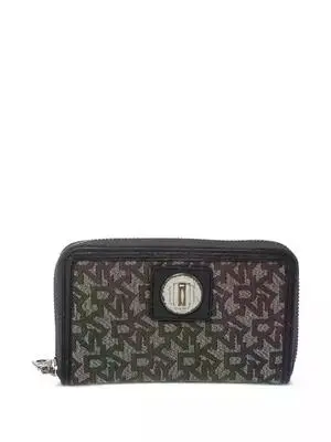 Dkny Monogram-canvas Zip Wallet - Brown