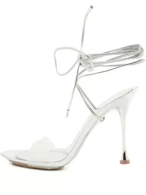GIANVITO ROSSI 110mm Leather Heeled Sandals - Grey