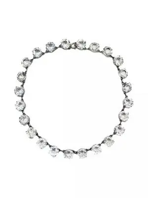 JENNIFER GIBSON JEWELLERY 1920s Cushion-cut Crystals Riviere Necklace - Silver