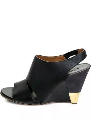 Chloé 105mm Eliza Wedged-heel Slingback Sandals - Black