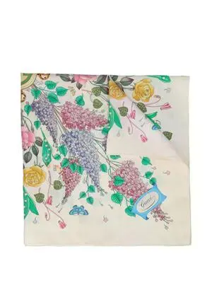 Gucci Floral-pattern Silk Scarf - White